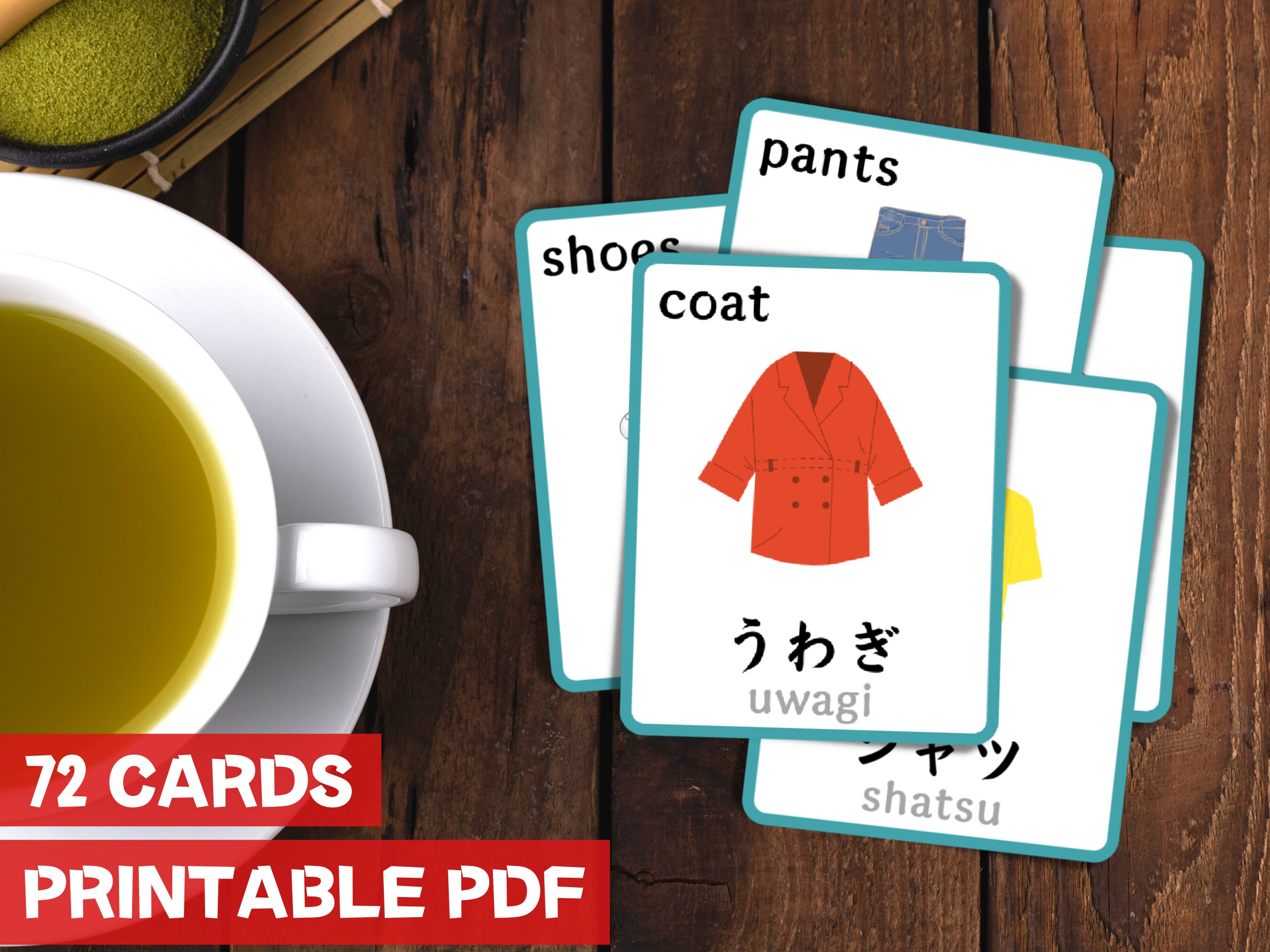 Japanese First Words Flashcards, Printable PDF Cards, Japanese Language ...