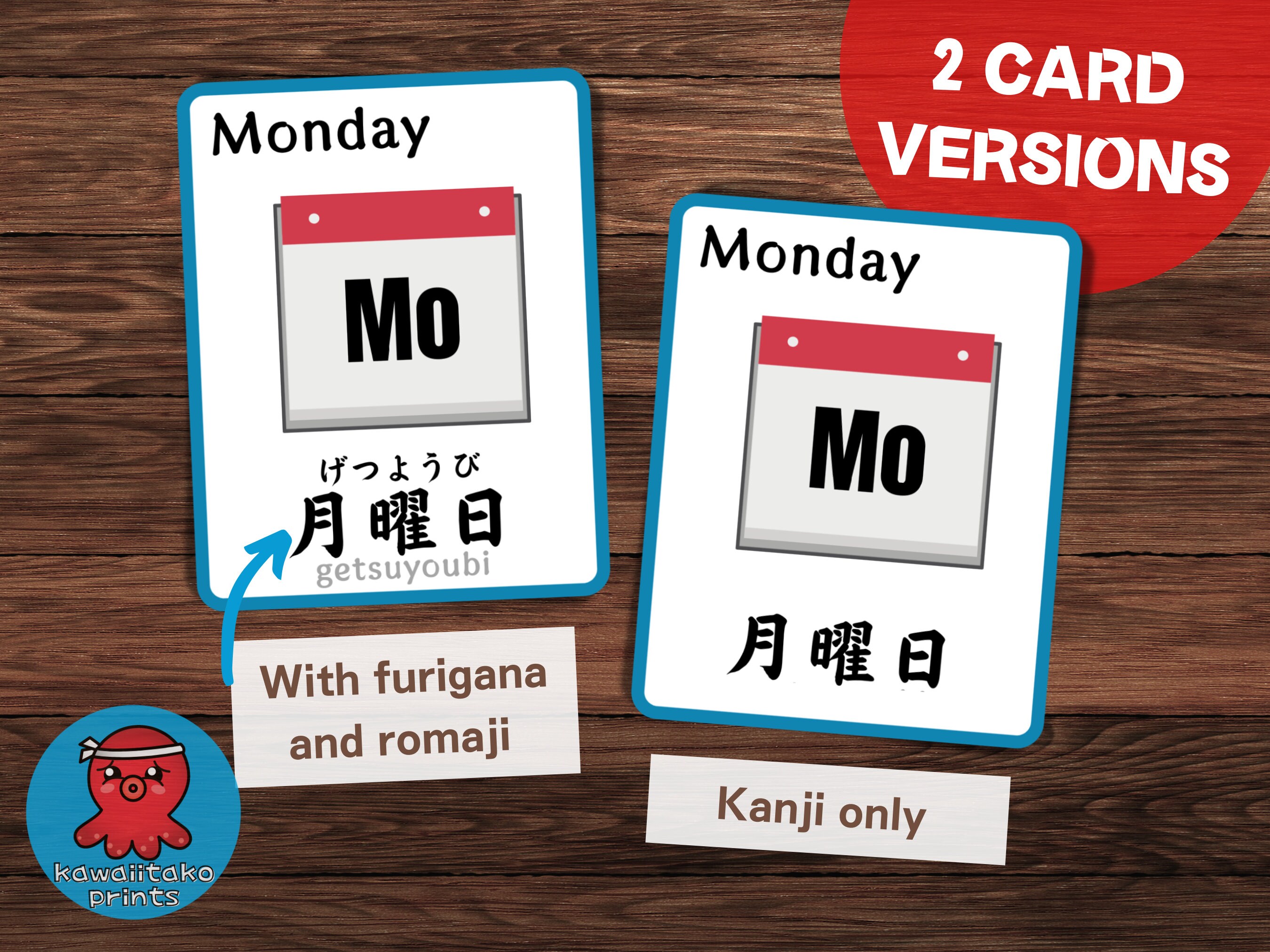 Japanese Kanji Months & Days of the Week Flashcards, Learn Japanese ...