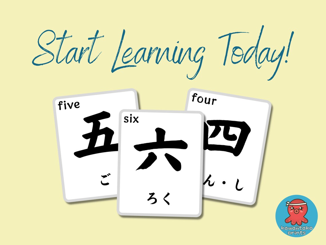 Japanese Kanji Number Flashcards Japanese Printable Numbers | Etsy