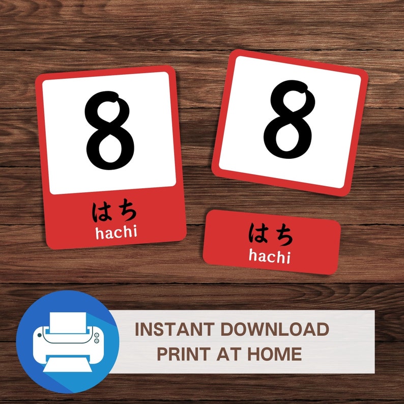 Japanese Number Flashcards, Printable PDF Cards, Instant Download Cards ...