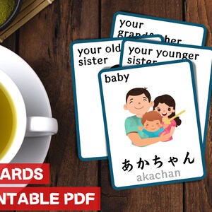 Japanese Family Flashcards, Learn Japanese, Japan Vocabulary, Printable ...