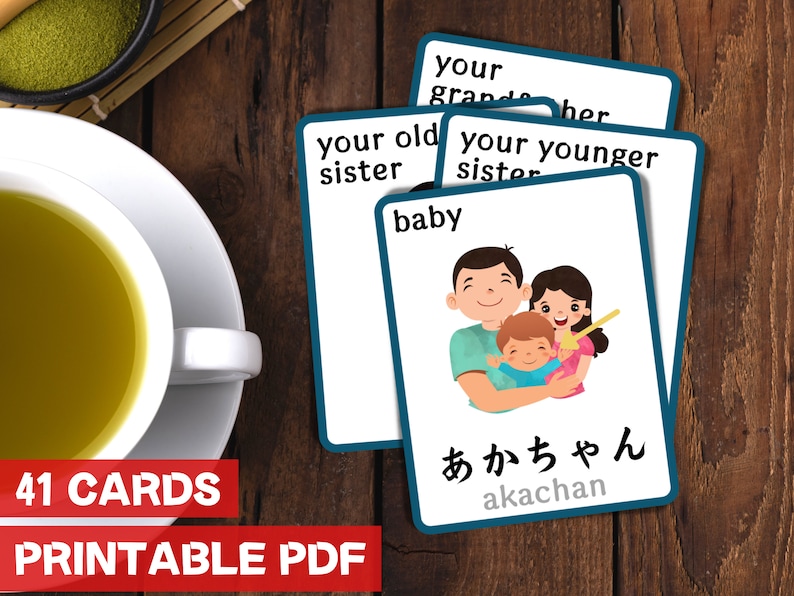 Japanese Family Flashcards, Learn Japanese, Japan Vocabulary, Printable ...