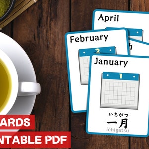 Japanese Kanji Months & Days of the Week Flashcards, Learn Japanese ...