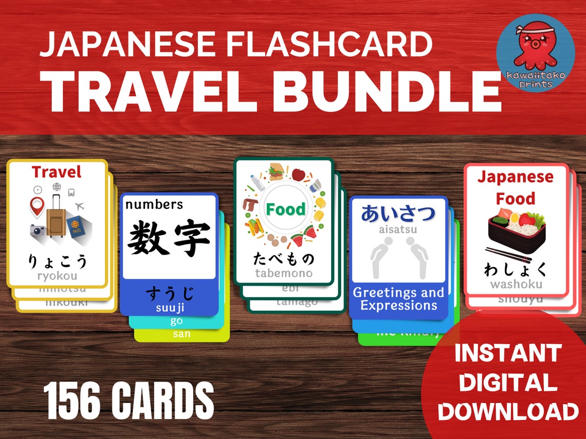 Beginner Japanese Travel Flashcard Set Learn Japanese Starter - Etsy