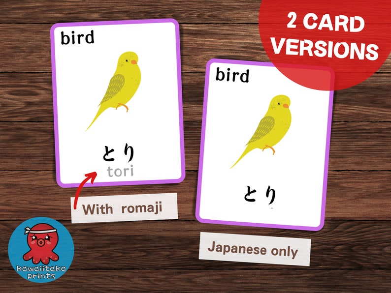 Japanese Animal Flashcards Learn Japanese Printable Japan - Etsy