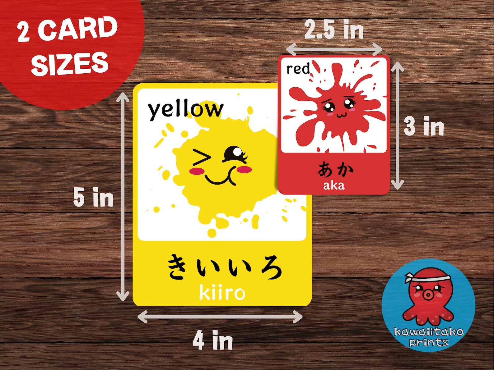 Japanese Color Flashcards, Printable PDF Cards, Instant Download Cards ...