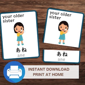 Japanese Family Flashcards, Learn Japanese, Japan Vocabulary, Printable ...