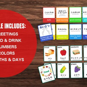 Beginner Japanese Flashcard Set, Learn Japanese Starter Bundle ...