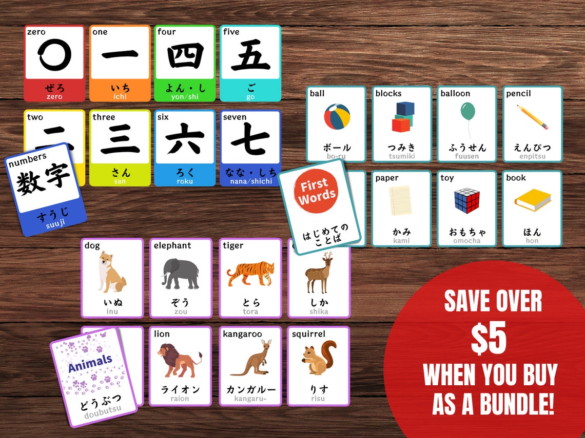 Japanese Flash Card, Learn Japanese, Favorites Bundle, Japan Vocabulary ...
