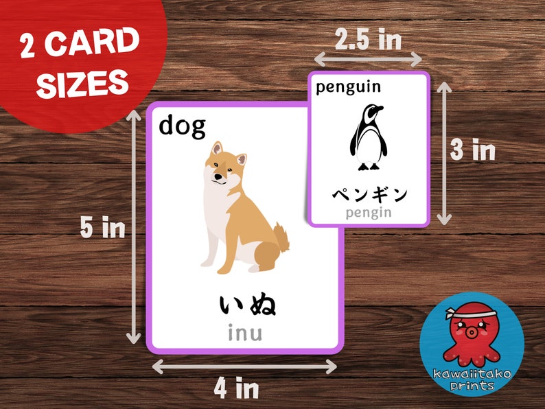Japanese Animal Flashcards Learn Japanese Printable Japan - Etsy