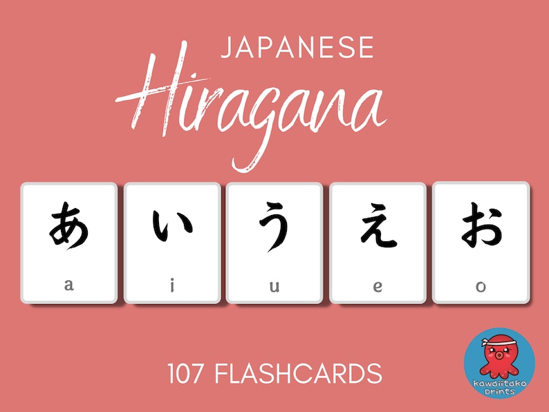 Japanese Hiragana Flashcards, Japanese Language Learning Printable ...