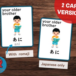 Japanese Family Flashcards, Learn Japanese, Japan Vocabulary, Printable ...