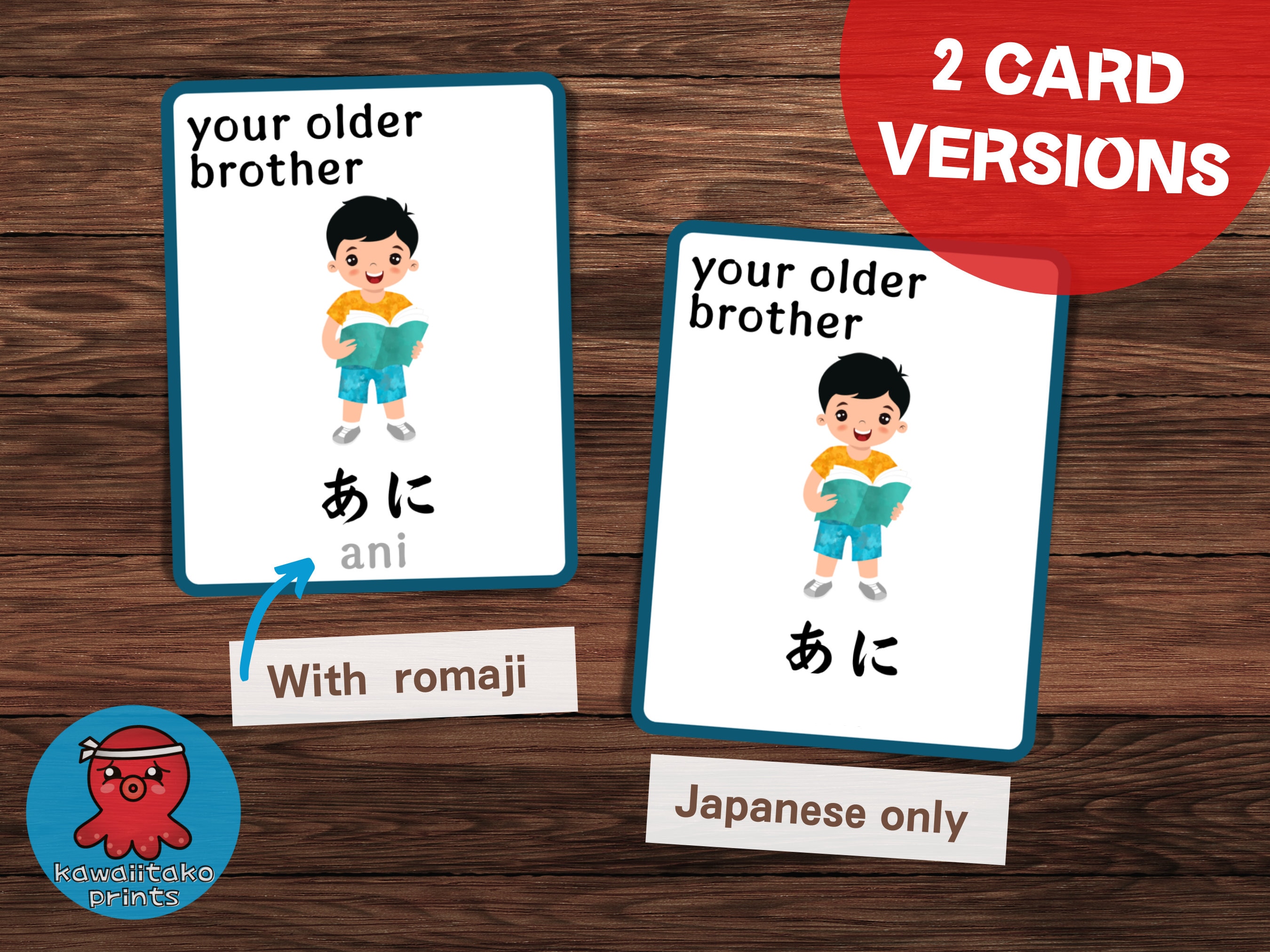 Japanese Family Flashcards, Learn Japanese, Japan Vocabulary, Printable ...