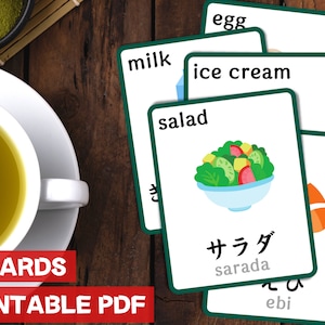 Japanese Food and Drink Flashcards, Japanese Printable Cards, Japanese ...
