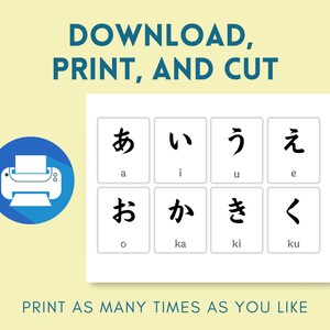 Japanese Hiragana Flashcards, Japanese Language Learning Printable ...