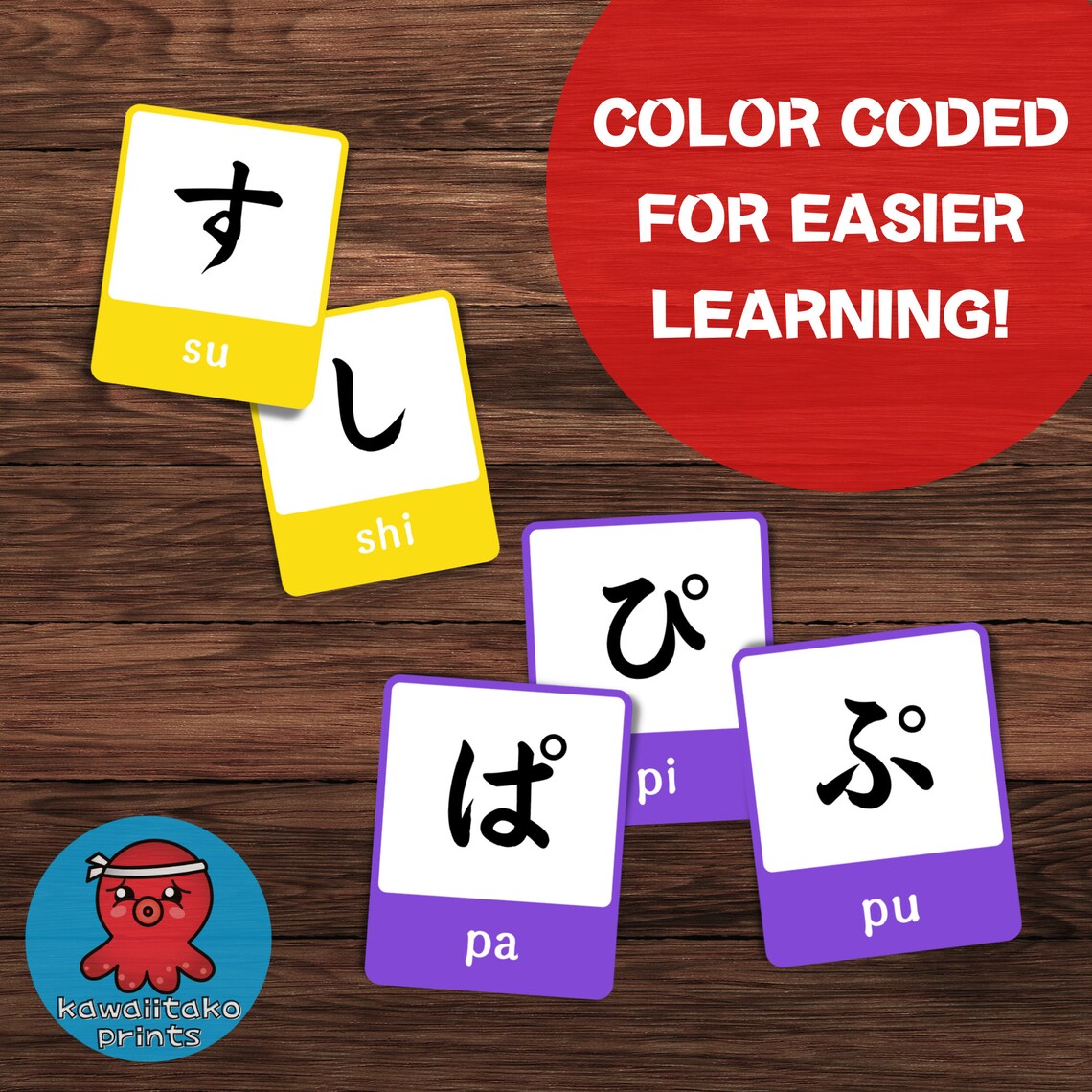 Japanese Hiragana Flashcards, Japanese Language Learning, Printable PDF ...