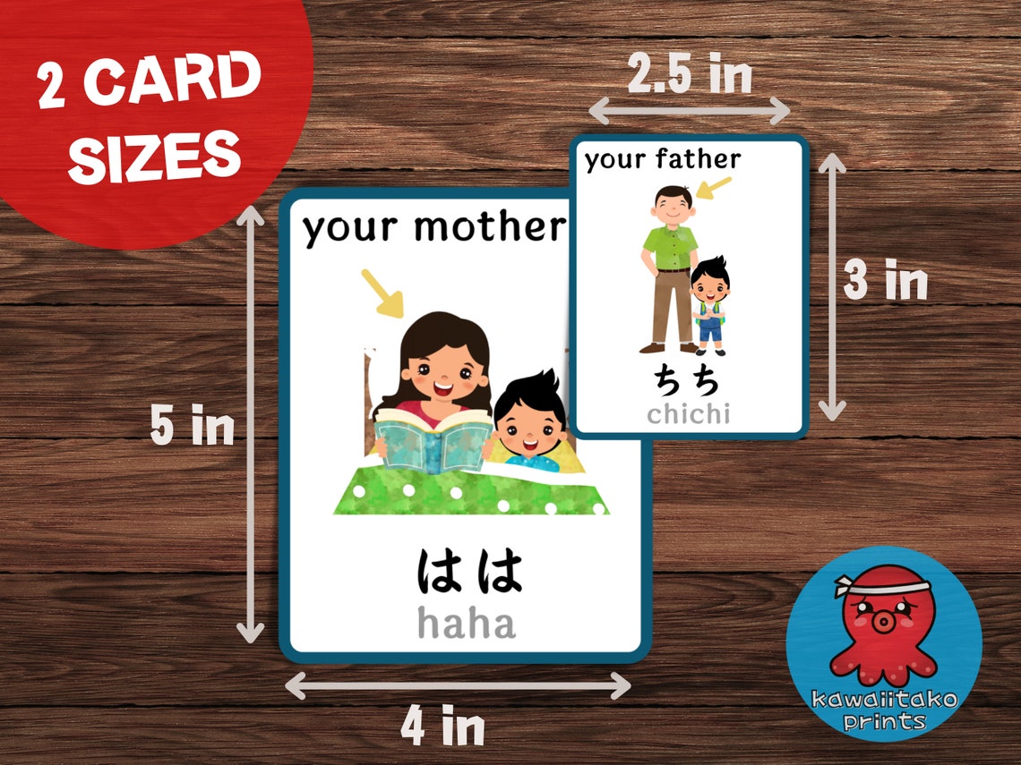 Japanese Family Flashcards Learn Japanese Japan Vocabulary - Etsy