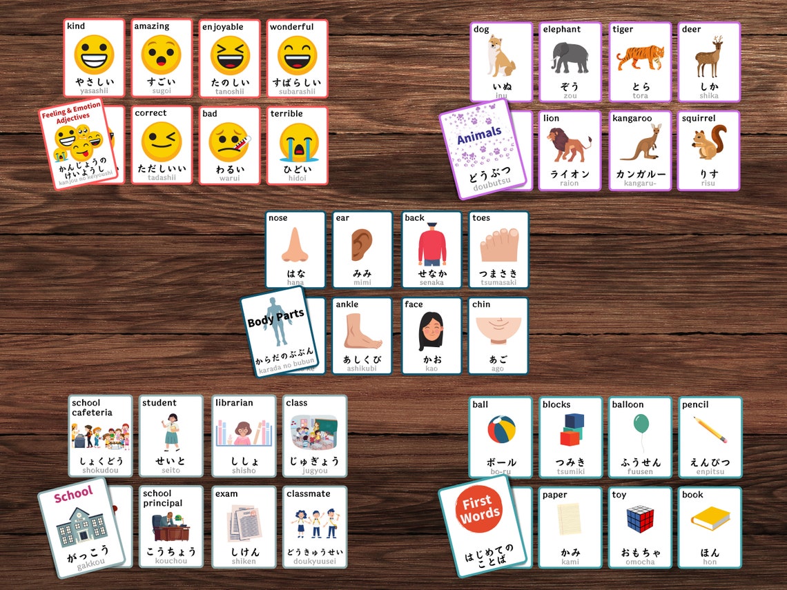 Japanese Flashcard Mega Bundle, Learn Japanese Words Starter Set, Japan ...