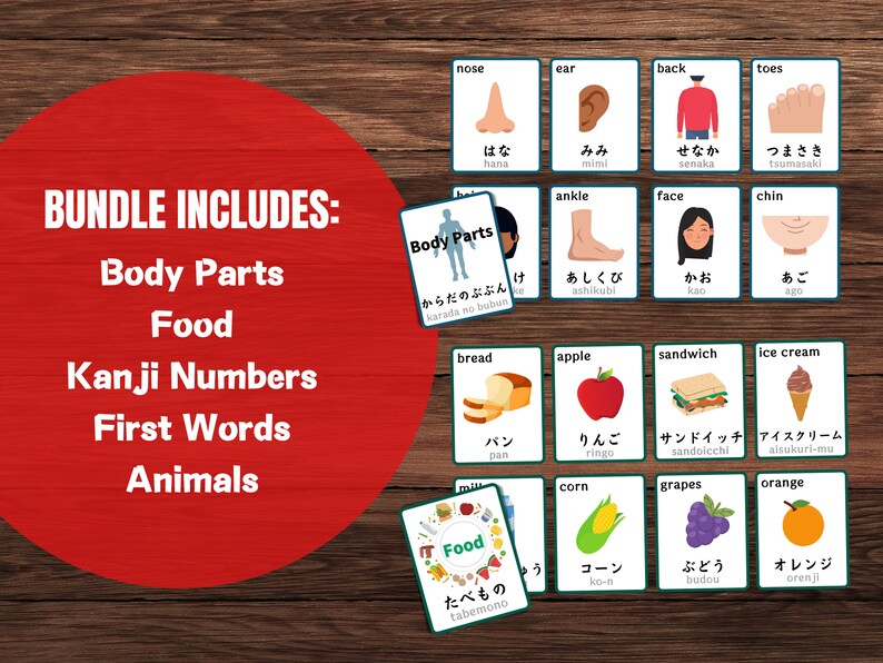 Japanese Flash Card Learn Japanese Favorites Bundle Japan - Etsy
