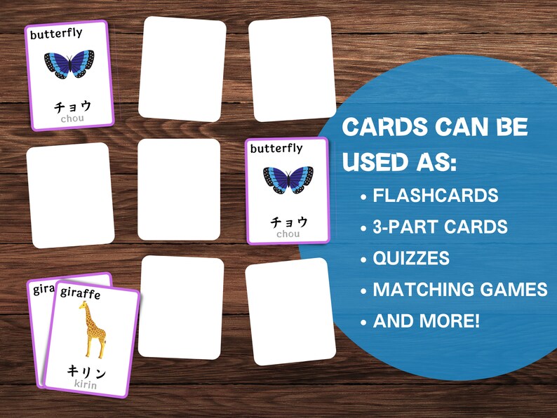 Japanese Animal Flashcards Learn Japanese Printable Japan - Etsy