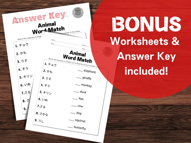 Japanese Animal Flashcards Learn Japanese Printable Japan - Etsy