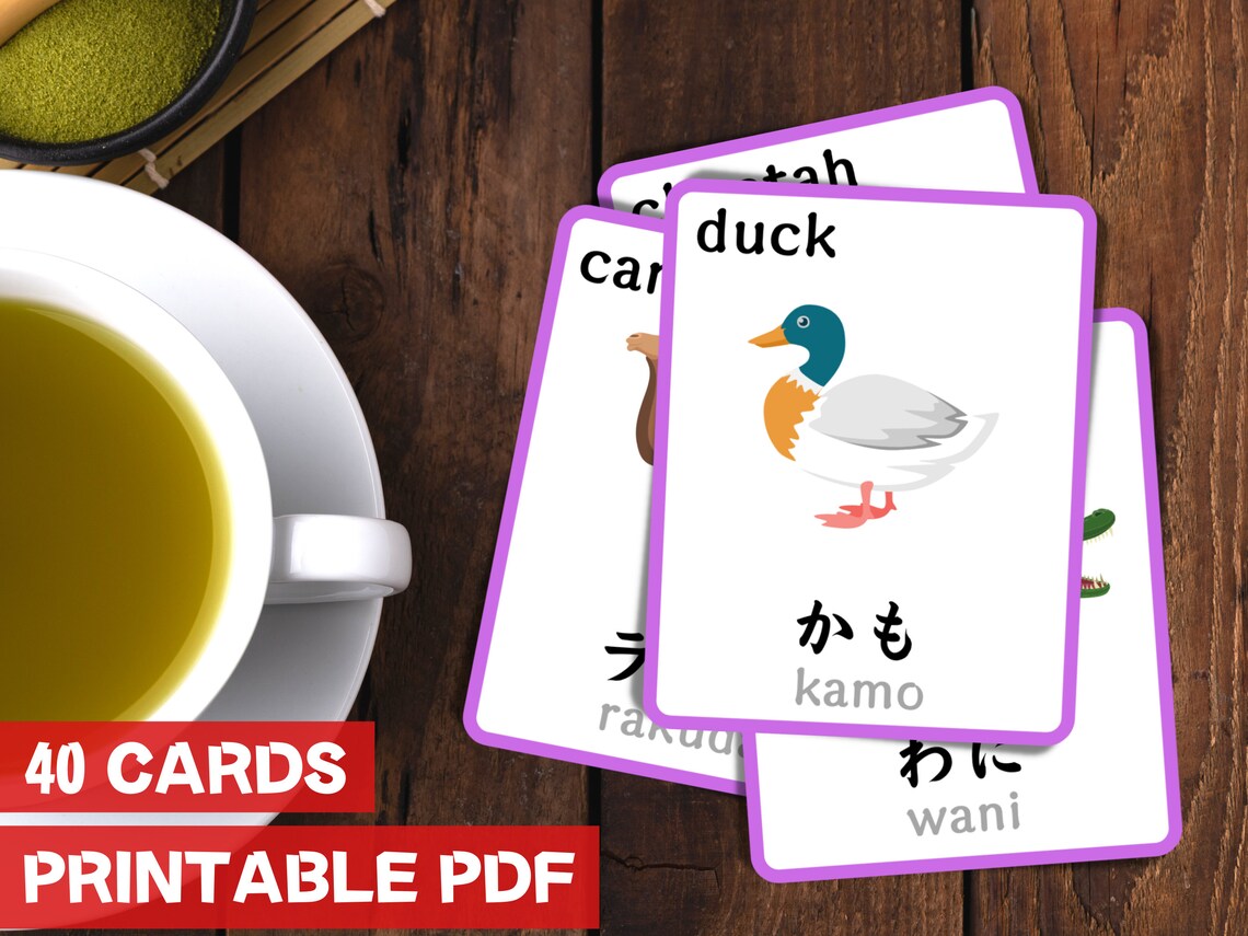 Japanese Animal Flashcards Learn Japanese Printable Japan - Etsy