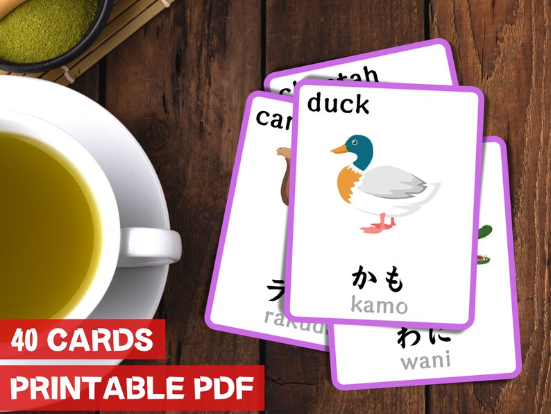 Japanese Animal Flashcards Learn Japanese Printable Japan - Etsy