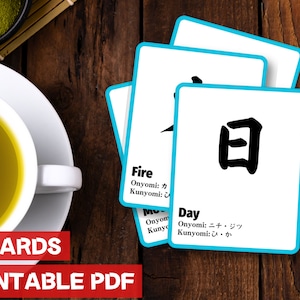 Japanese Kanji Grade 1 Flashcards, First 80 Characters Cards Printable ...