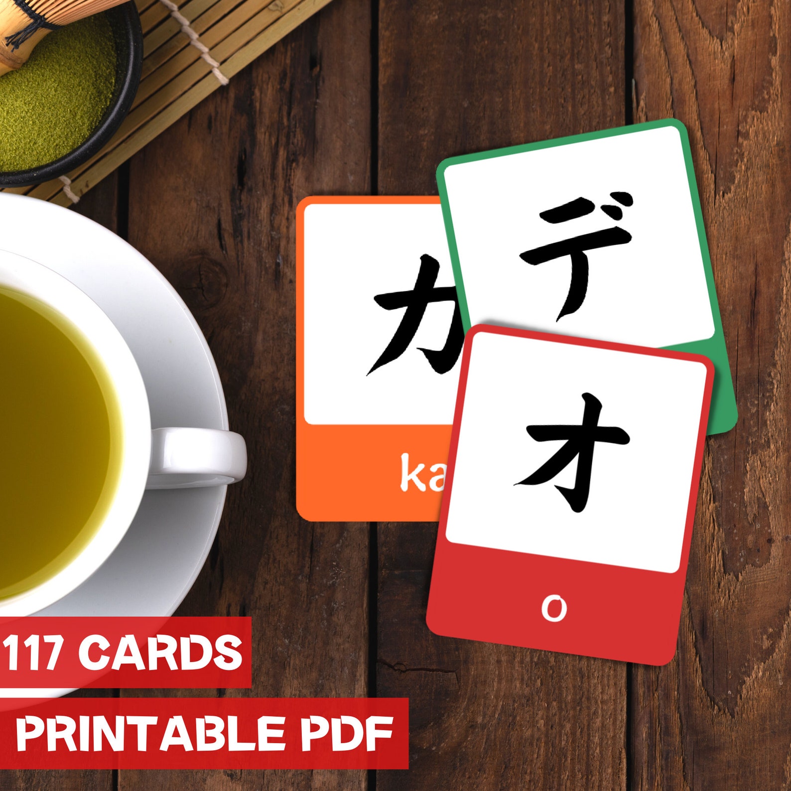 Japanese Katakana Flashcards, Japanese Language Learning, Printable PDF ...