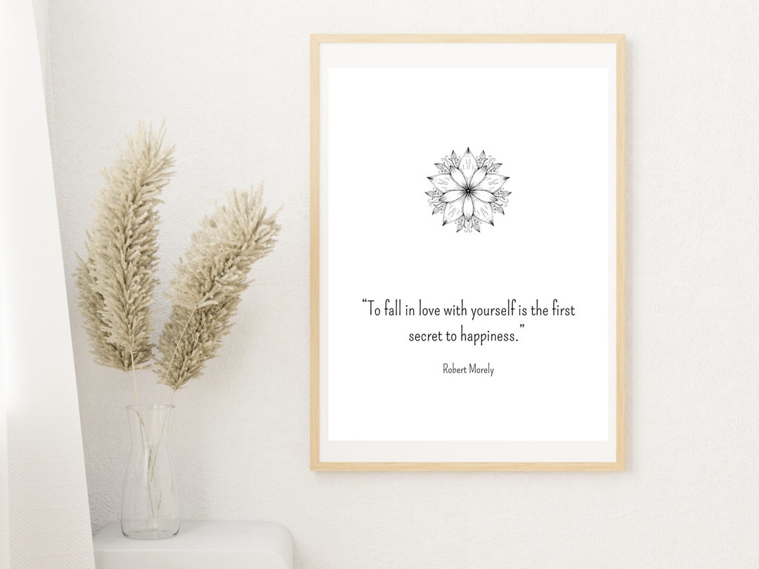 Self Love Poster Digital Wall Art Positive Thinking Black & White ...