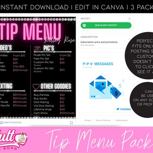 Onlyfans & Fansly Tip Menu Template for Adult Content Creators ...