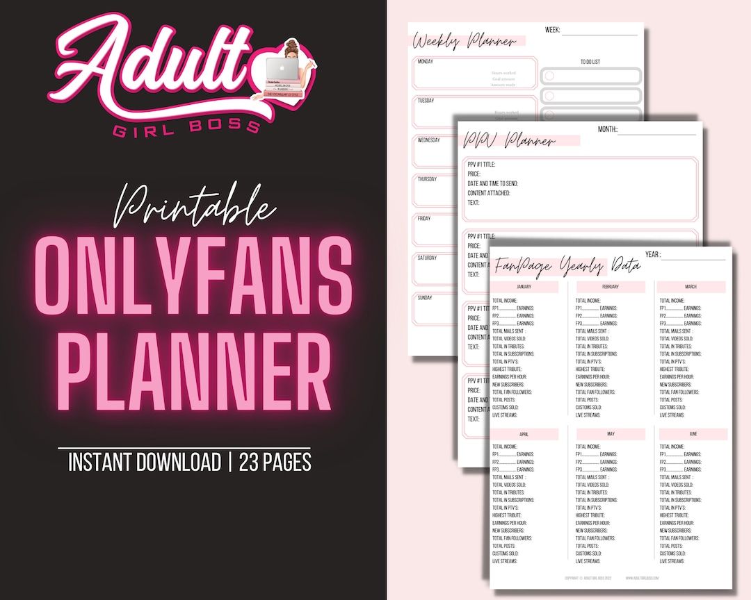 Onlyfans & Fansly Planner Printable PDF Adult Content Creator Organizer ...