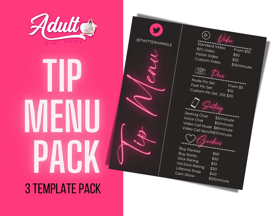 Custom Onlyfans Tip Menu Template Perfect for Adult Content Creators ...