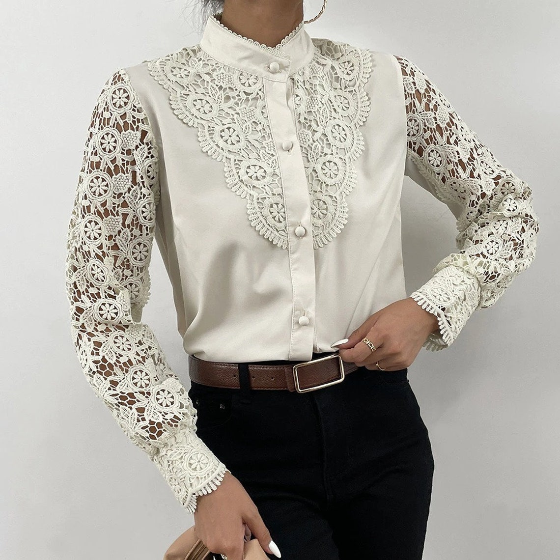 Lace Long Sleeve Blouse for Womenfashion Women Tops and Blouse Ladies ...