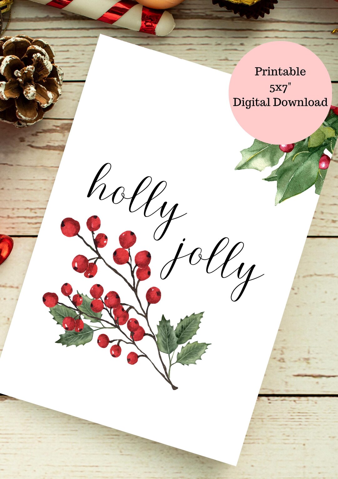 Printable Christmas Cards-5x7” Cards-downloadable Christmas Cards-merry ...