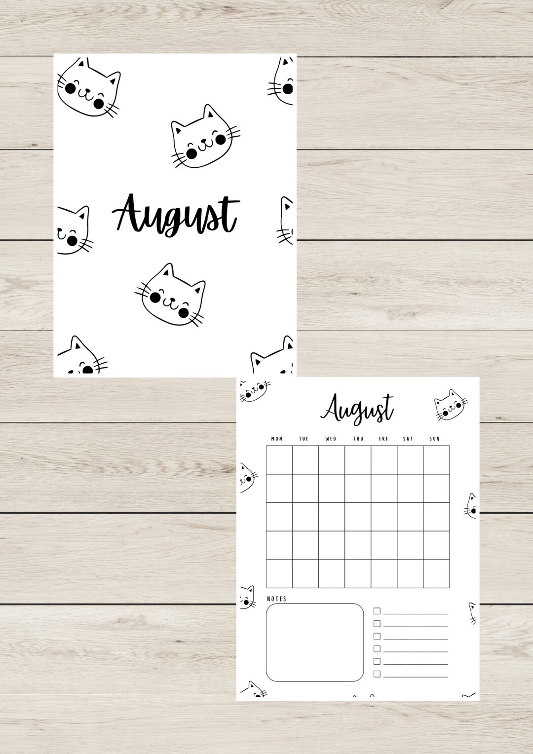 MINIMALIST PRINTABLE Journal Pages-august Title & Calendar Page-a5/a4 ...
