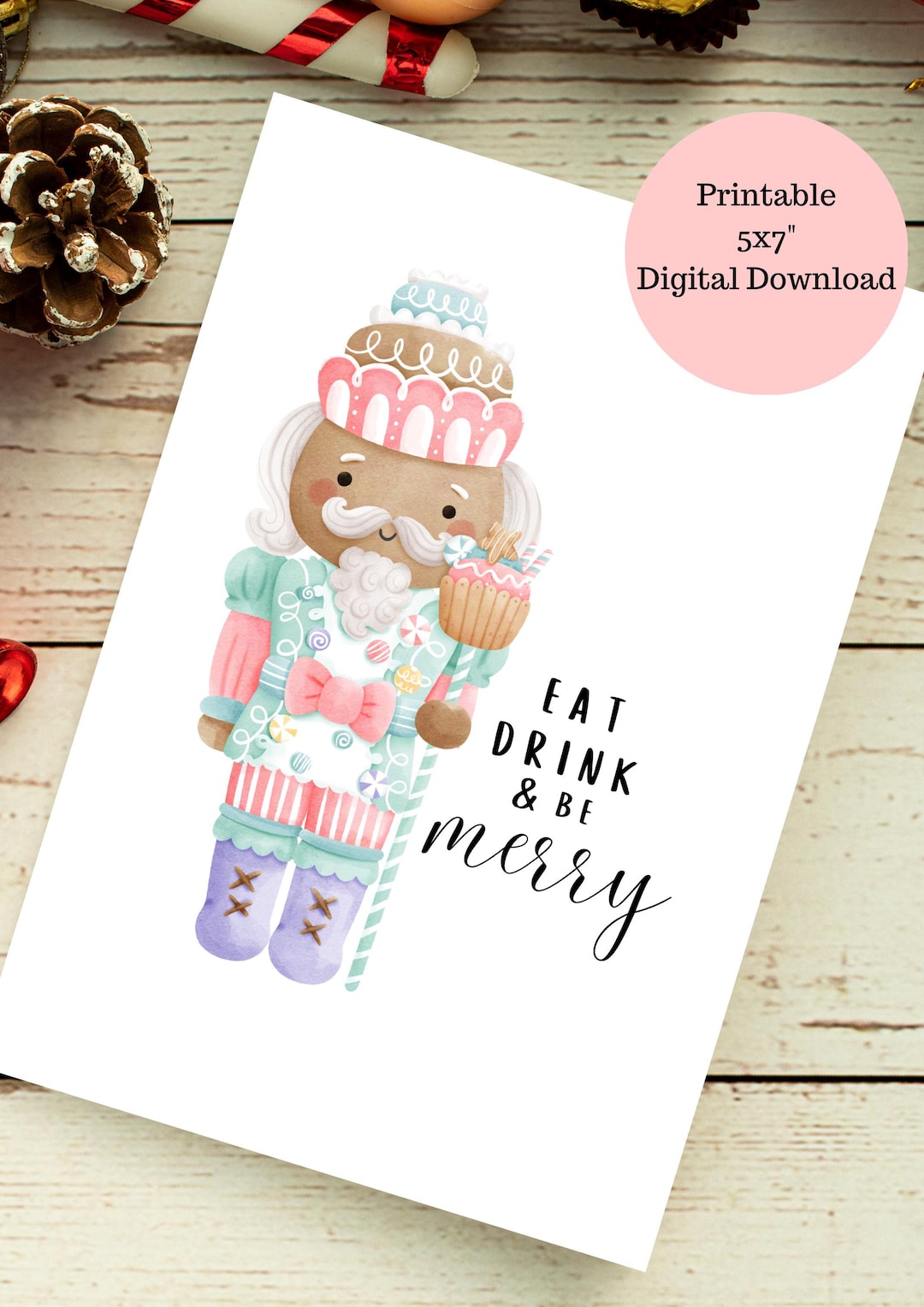 Printable Christmas Cards-5x7” Cards-downloadable Christmas Cards-merry ...