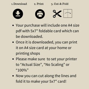 Printable Christmas Card-5x7” Greeting Card-downloadable Christmas Card ...