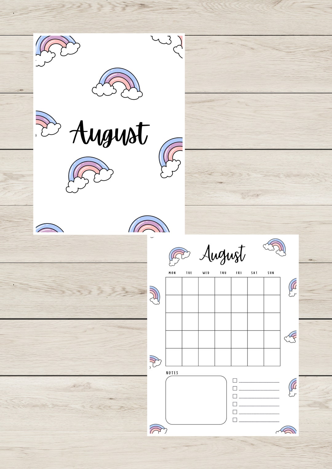 PRINTABLE Journal Pages-august Title & Calendar Page-a5/a4 Size - Etsy