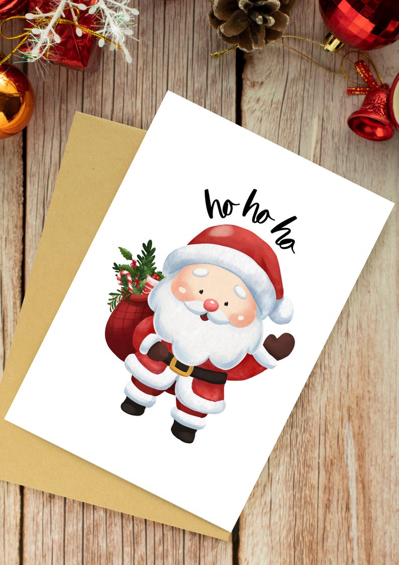 Santa Christmas Card – 5x7 Printable Holiday Card (digital Download) - Etsy