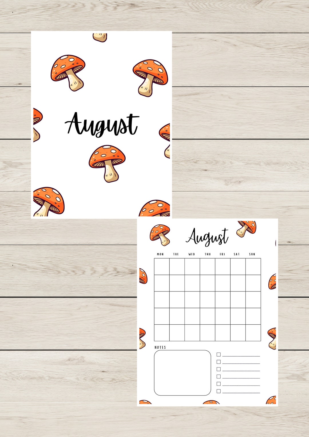 PRINTABLE Journal Pages-august Title & Calendar Page-a5/a4 Size - Etsy