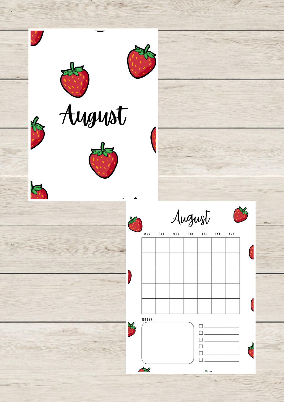 PRINTABLE Journal Pages-august Title & Calendar Page-a5/a4 Size - Etsy