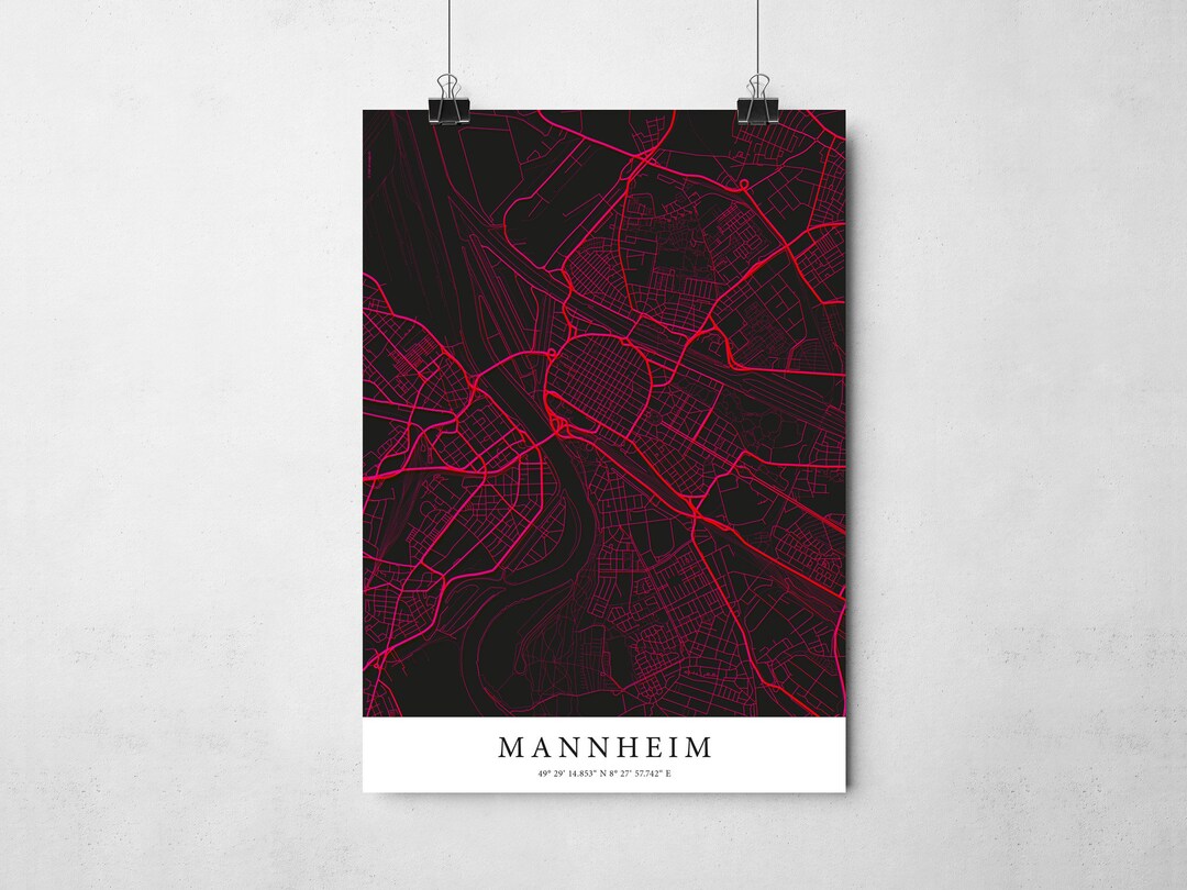 Mannheim Poster, City Map 50 X 70 Cm - Etsy