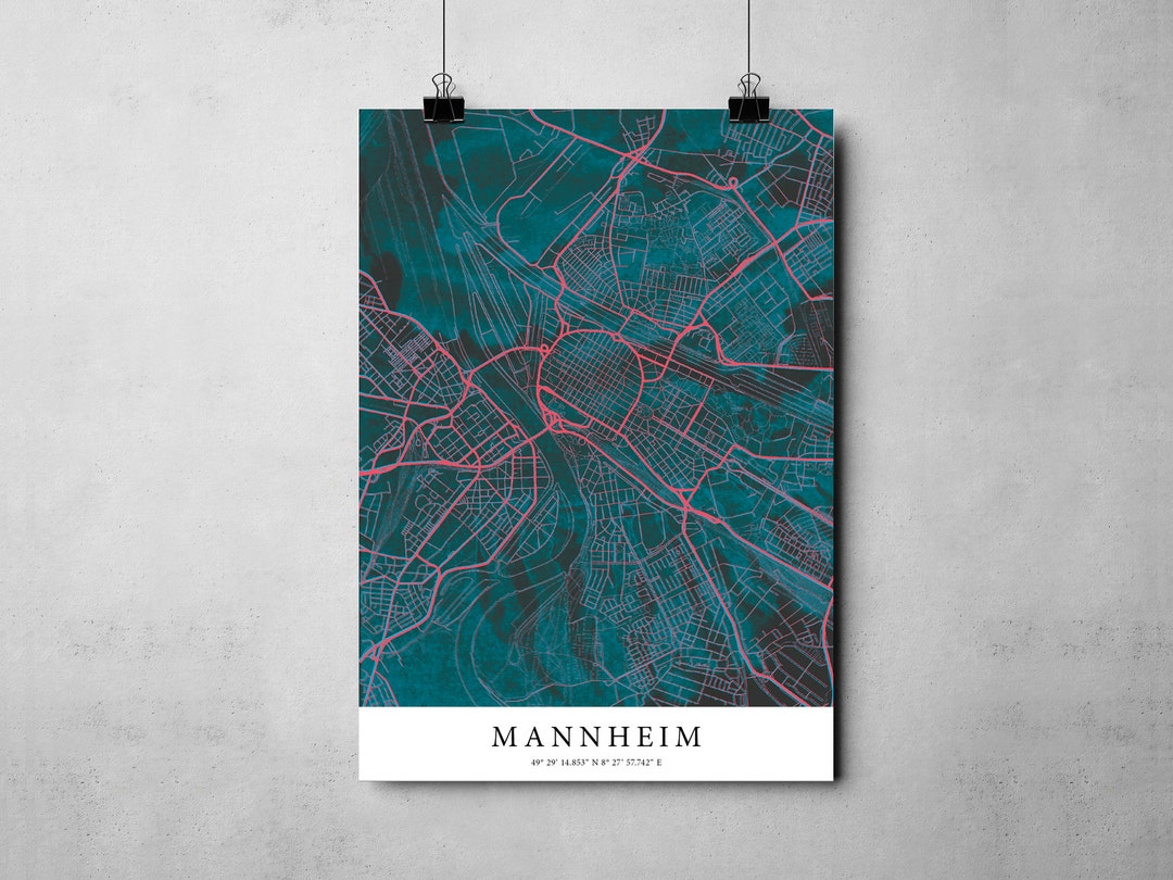 Mannheim Poster, City Map 50 X 70 Cm - Etsy