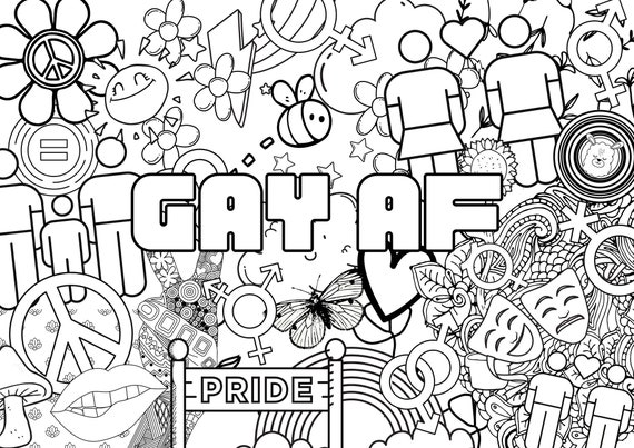 Gay AF LGBTQIA A3 Printable Colouring Page Coloring Page - Etsy