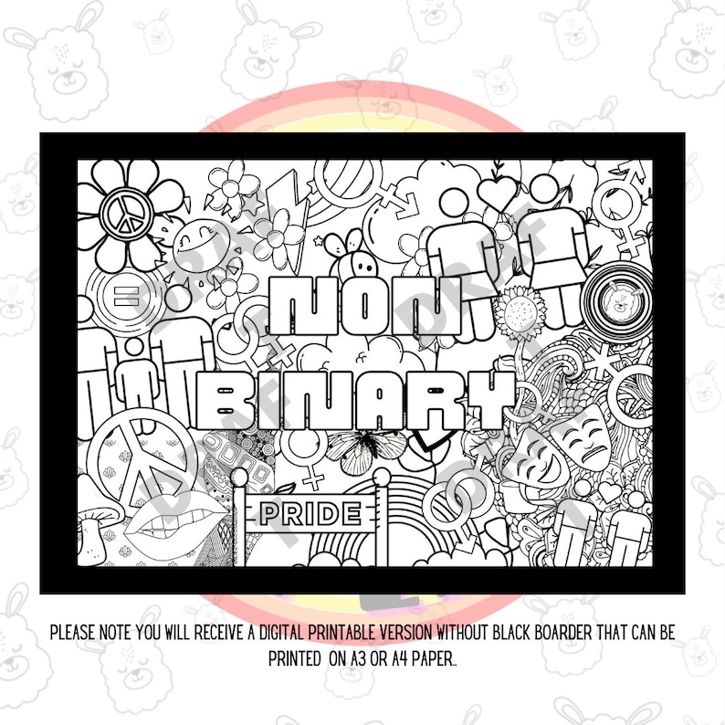 Non Binary LGBTQIA+ A3 Printable Colouring Page, Coloring Page, Pride ...