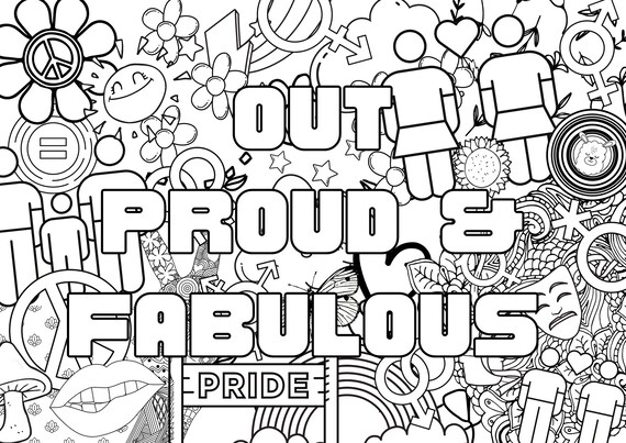 Out Proud & Fabulous LGBTQIA A3 Printable Colouring Page - Etsy