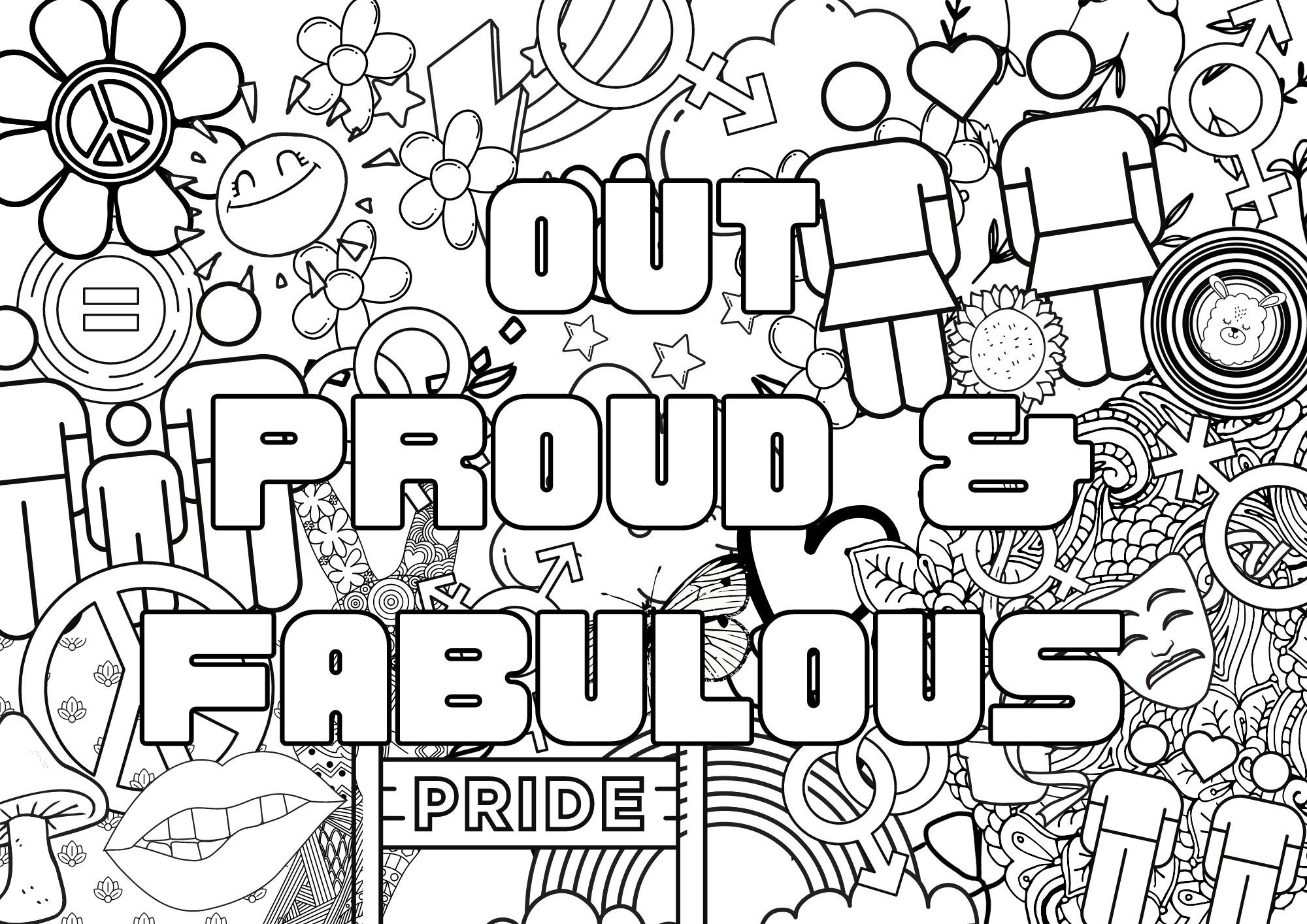Out Proud & Fabulous LGBTQIA A3 Printable Colouring Page - Etsy