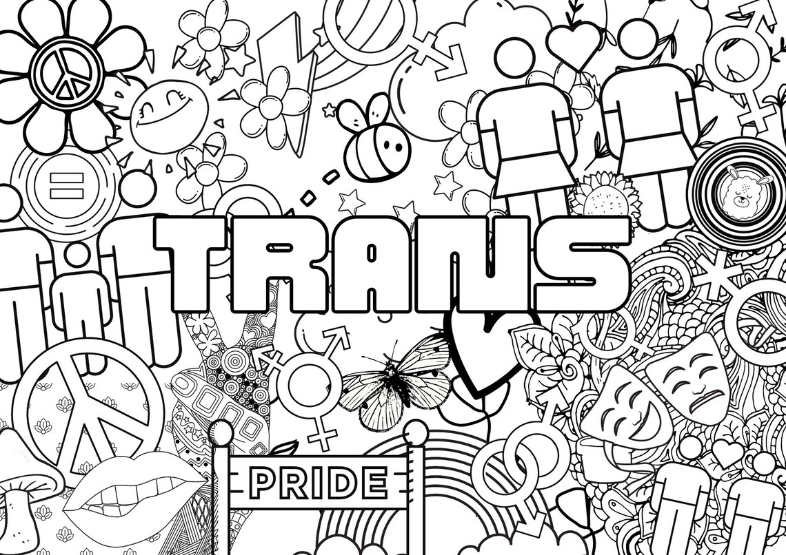 Trans LGBTQIA A3 Printable Colouring Page Coloring Page - Etsy UK