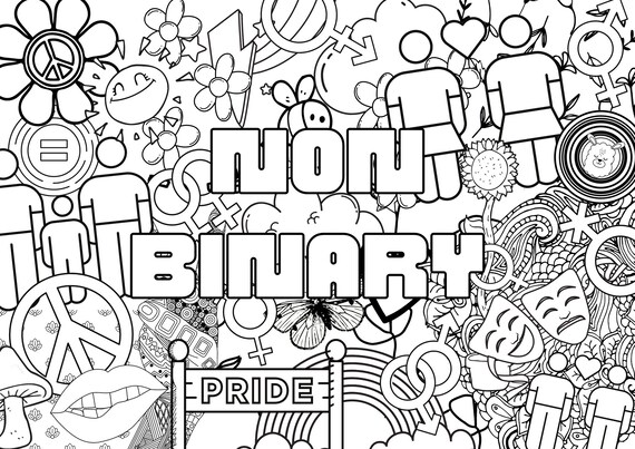 Non Binary LGBTQIA A3 Printable Colouring Page Coloring - Etsy